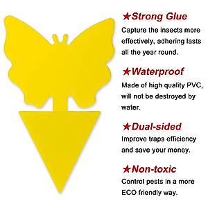 60PCS Yellow Sticky Traps, Dual-Sided, for Capturing Insects Like Gnats, Fruit Flies, Aphids