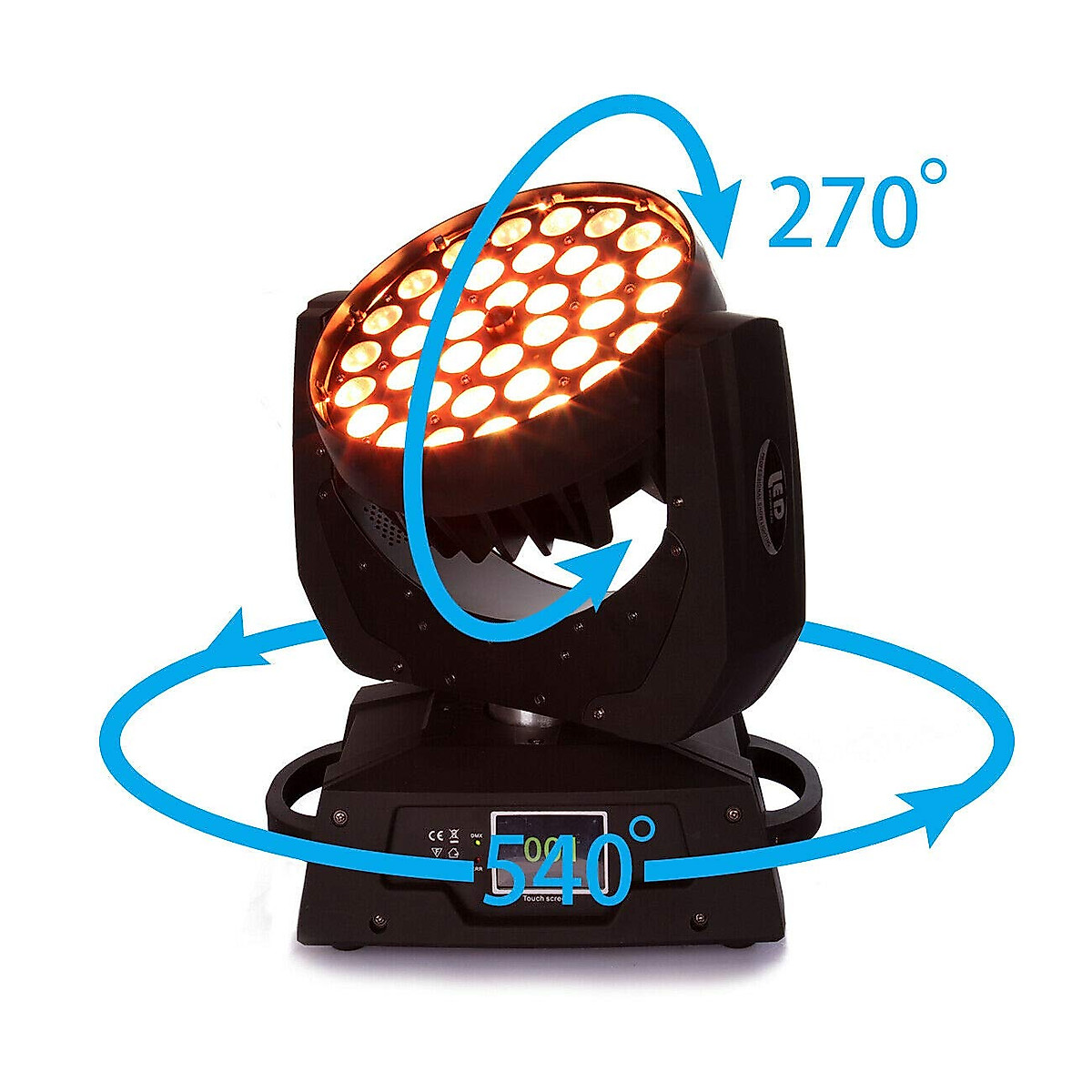 Samger 2 Pack 360W 16CH RGBW Moving Head Light DMX512 Adjustable Pan and Tilt LED Moving Head Spot Light DJ Light Rotating Stage Effect Lamp for Ceremony Club Party Disco Music Shows