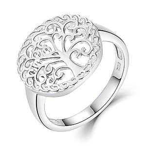 JO WISDOM Women Ring,925 Sterling Silver Family Tree of Life Yggdrasil Coin Ring,Jewlery for Women,Christmas Gifts