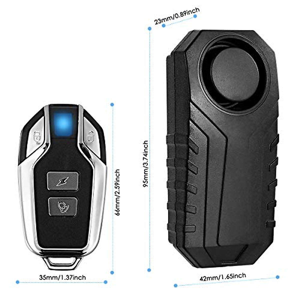 SOONHUA Wireless Motorcycle Bike Alarm, Anti-Theft Security Motorcycle Alarm with Remote Control Waterproof Vibration Sensor Bicycle Alarm 113dB Super Loud Adjustable Sensitivity