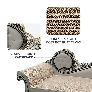 SONGWAY Cat Scratcher Sofa Bed - Corrugated Cardboard Scratching Lounge Luxury Scratching Post Furniture Protecter with Textured Cat Scratcher Mat