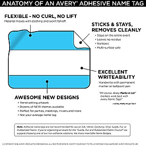 Avery Premium Wedding Guest Name Tags, No Lift No Curl, Black and Gray, 36 Handwriteable Name Stickers