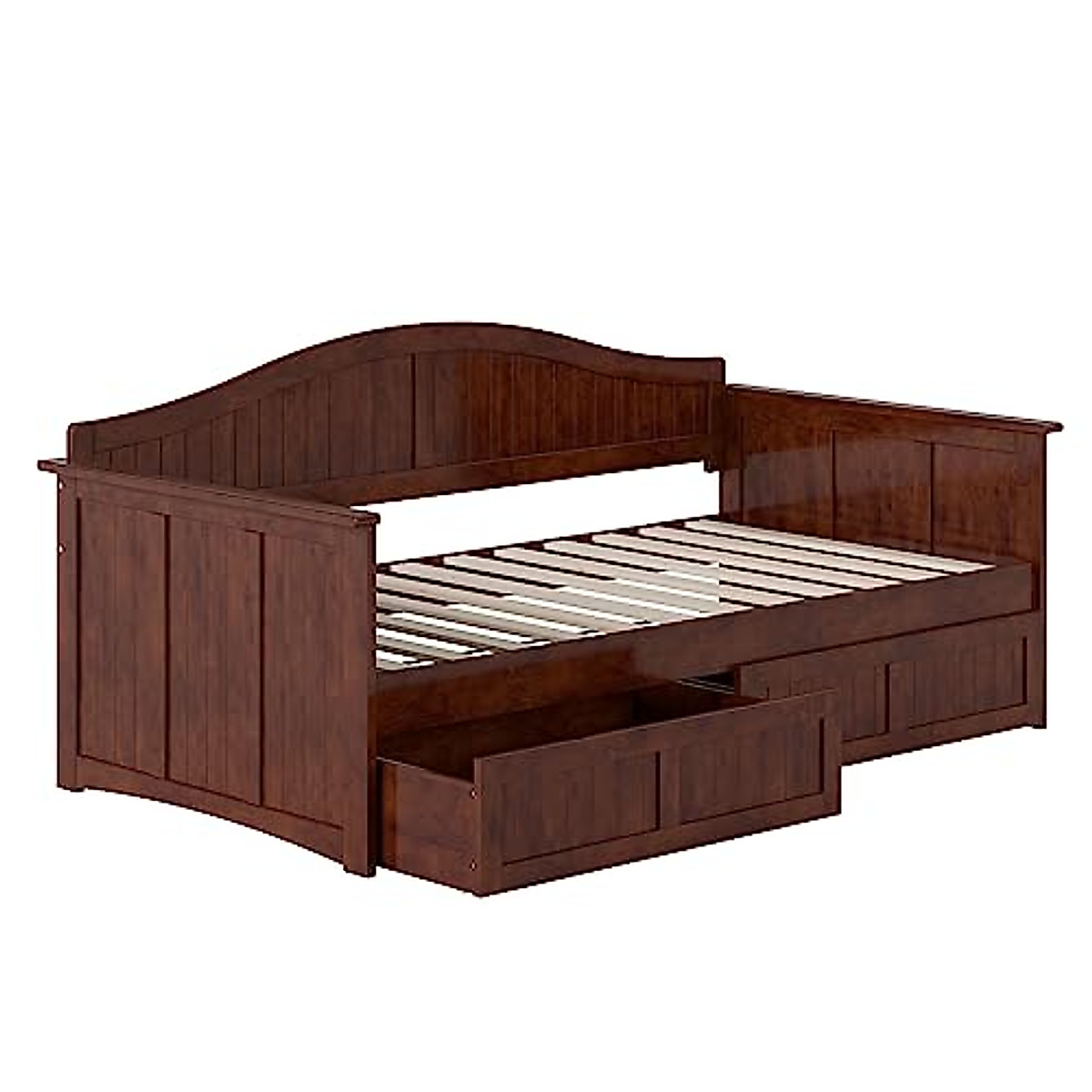 AFI, Nantucket Twin Size Wood Daybed Frame with 2 Storage Drawers, Walnut (Brown)