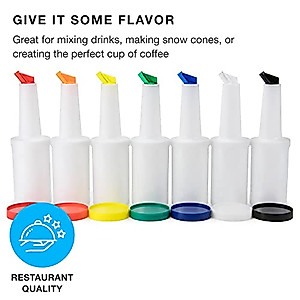 Cocktailor 32 FL OZ. Colorful Juice Pouring Spout Bottle | Plastic Barware for Bars & Event | 7 Count - 1 Bottle per Color