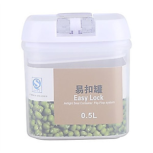 Food Storage Containers Durable Sealed Storage Box Transparent Plastic Airtight Pot for Cafe Grain Storage Containers(Small 0.5L)