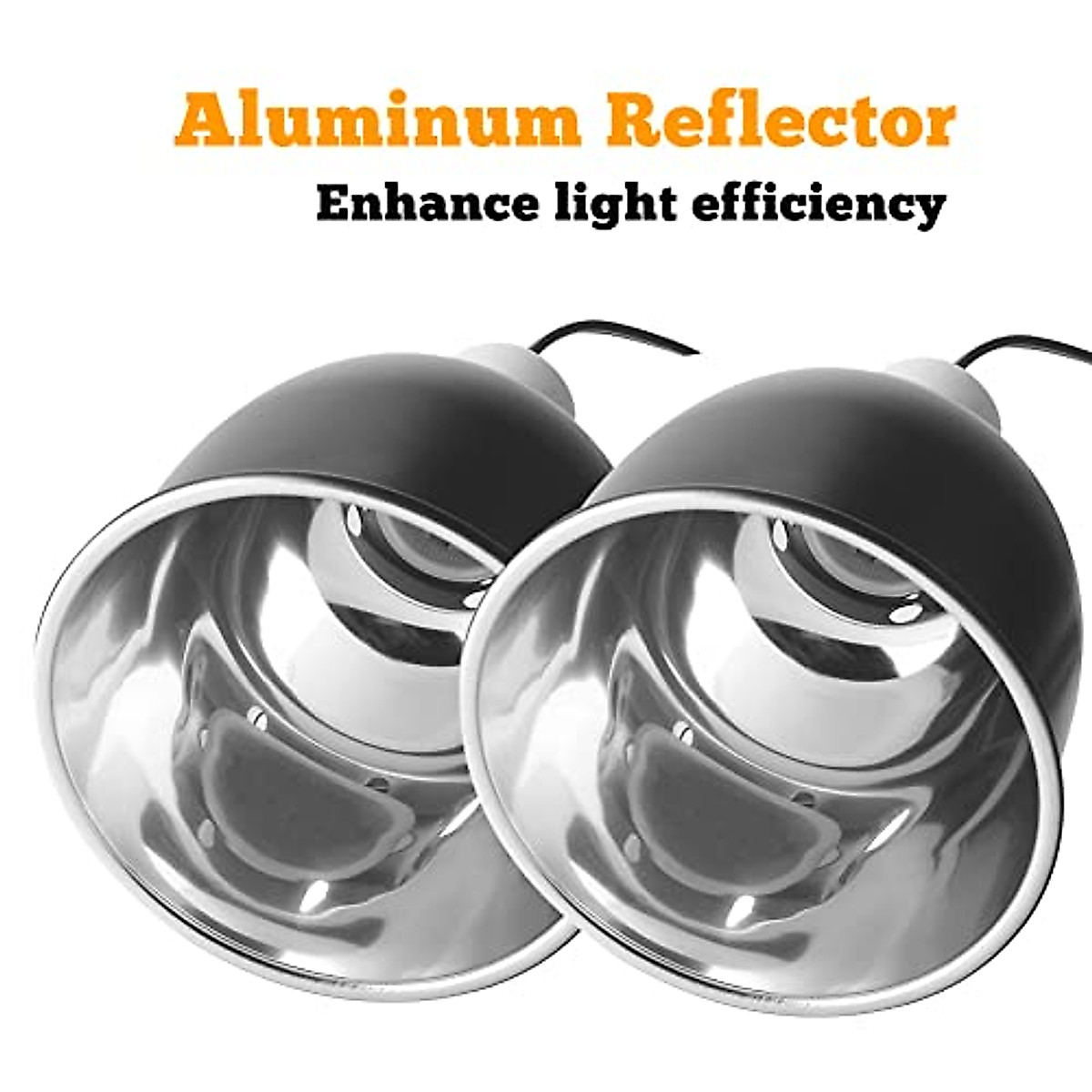 TEKIZOO Reptile Light Fixture 5.5 Inch Deep Dome Aluminum Optical Reflector Cover for Tortoise Habitat and Reptile Tank Glass Terrariums(2 Pack)