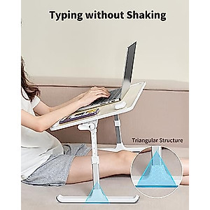 Laptop Desk for Bed, SAIJI Lap Desks Bed Trays for Eating Writing, Adjustable Computer Laptop Stand, Foldable Lap Table in Sofa and Couch（23.6 x 13Teak