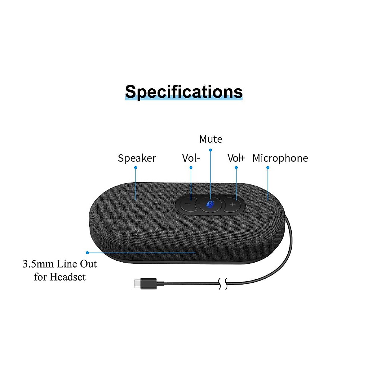 USB Speakerphone, Conference Computer Speaker with Microphone for Virtual Meetings, 360° Voice Pickup, Echo CancellationNoise Reduction, Plug and Play, Compatible with Zoom, Teams, Skype and more