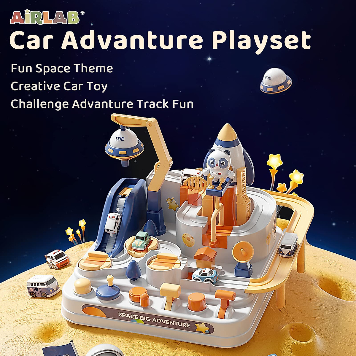 Toys for 3 Year Old Boys Car Rescue Adventure Race Track for Toddler Kids Ages 3 4 5 6 7 Boy Girl Space Theme Car Playset Educational Learning Preschool Bithday Present