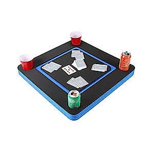 Polar Whale Floating Game or Card Table Blue and Black Tray for Pool or Beach Party Float Lounge Durable Foam 23.5 Inch Drink Holders with Waterproof Playing Cards Deck UV Resistant