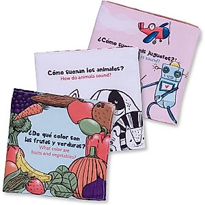 Bilingual Books for Babies | 3 Cloth Book Set Written in Spanish and English | Early Learning Sensory Development for Babies | Crinkle Touch | High Contrast Infant Toys For Early Development