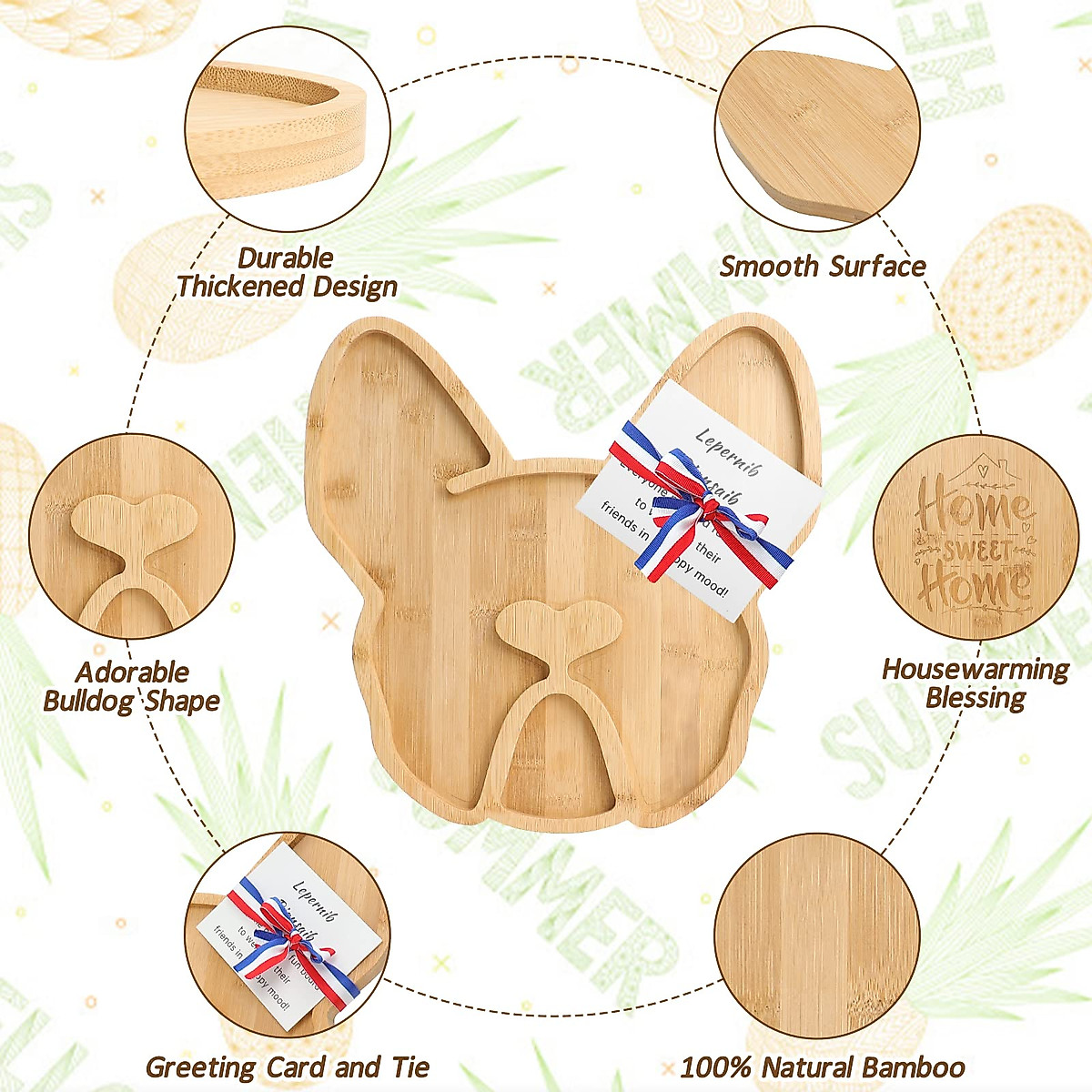 A AIFAMY French Bulldog Cheese Board, 12" inch Frenchie Charcuterie Boards Extra Large Bamboo Funny Serving Tray Aperitif Platter Dog Gift for Housewarming Bachelor Party Thanksgiving Christmas