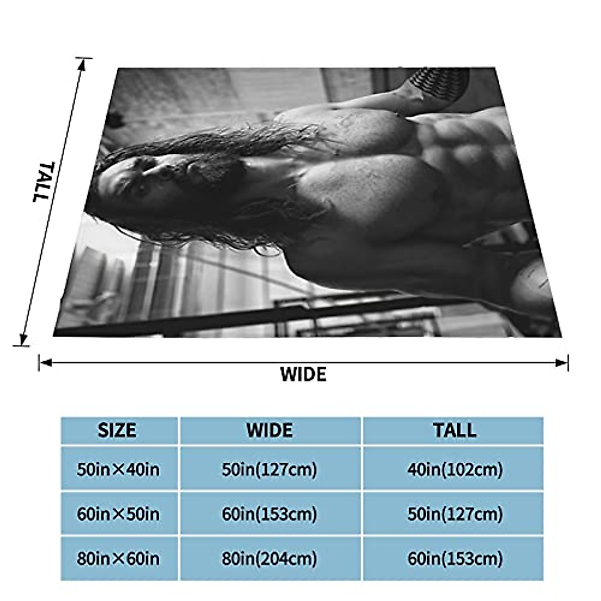 Joseph Jason Namakaeha Momoa Throw Blankets 3D Printed Polyester Daily Home Blanket ,Bedroom Living Room Home Decor All Seasons for Bed Couch Chair Sofa Travel 60"x50"