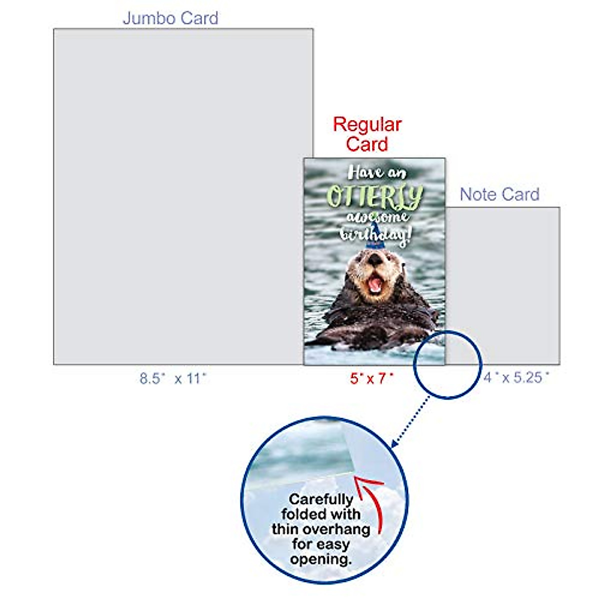 NobleWorks - 1 Happy Birthday Card with Funny Animals - Wildlife and Pet Humor, Fun Birthday Celebration Notecard - Otterly Awesome B C6574BBDG