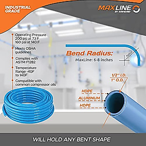 Maxline Pressured Leak-Proof Easy to Install Air Compressor Accessories Kit Piping System | 1/2 inch x 100 feet HDPE-Aluminum | Connects w/ any Air Compressor Hose | 100 PSI | 35 Pieces | M3800.