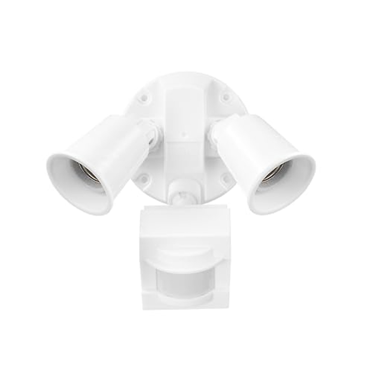 Globe Electric 17000269 110-Degree 240 W Twin Head White Hardwired Motion Sensor Security Flood Light, Spotlight, Outdoor, Outside House Lights