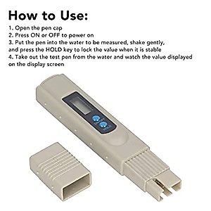 Digital TDS Meter, Water Quality Tester 0~9990 Ppm Portable Automatic Temperature Compensation Alloy Probe for Home
