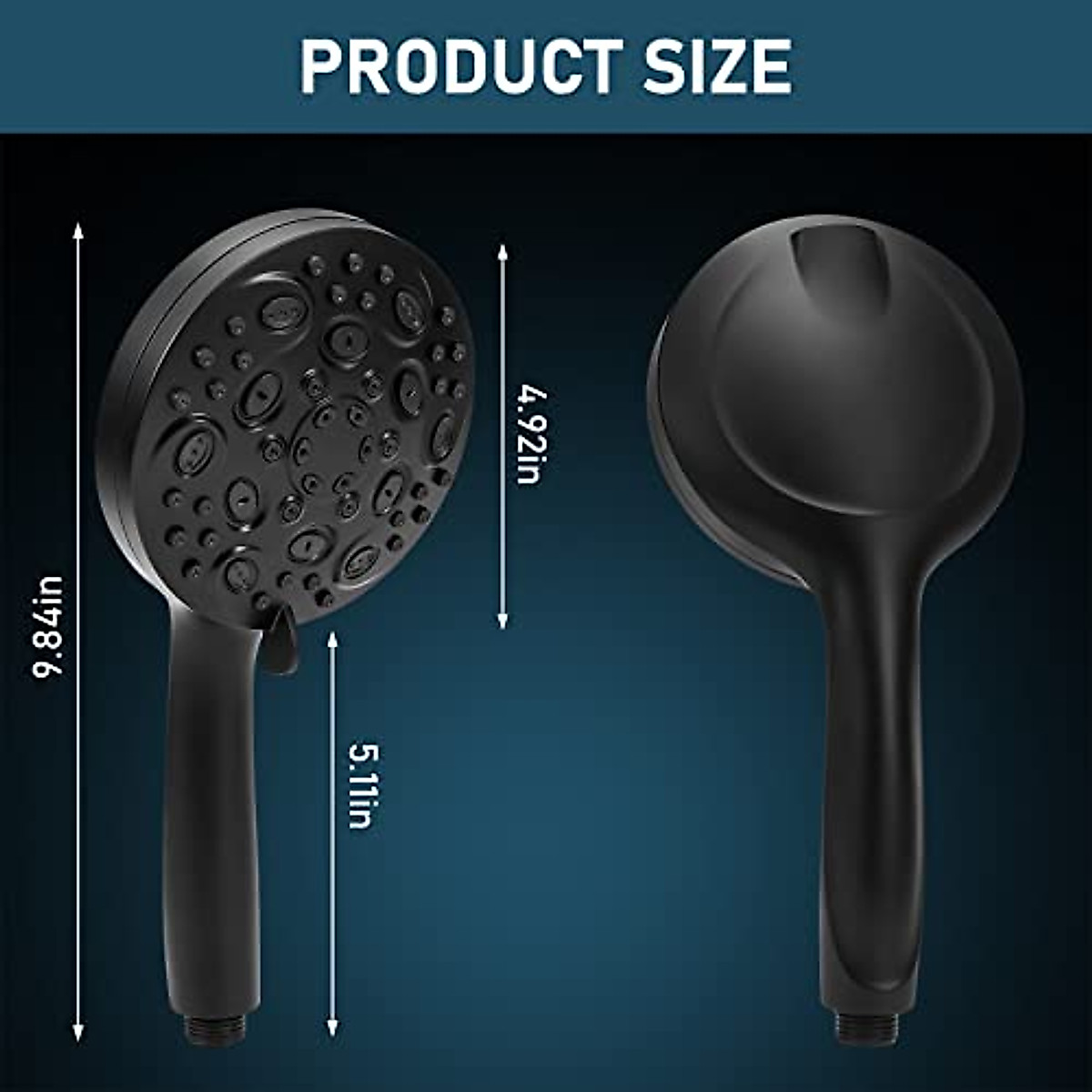 ZYlifemagic High Pressure 10-mode Shower Head With Handheld - Anti-clog Nozzles, Stainless Steel Hose, Cleaning Fuctions For Tubstiles Pets Wall And Overhead Brackets Cleaning -MatteBlack