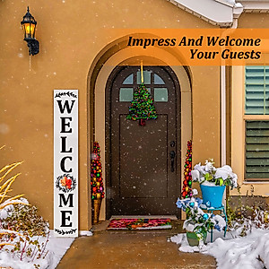 Jetec Welcome Sign for Front Door Interchangeable Wooden Welcome Porch Sign Outdoor Decoration Replaceable with 16 Seasonal Icon for Valentine's St. Patrick's Day Carnival Easter(White Backing)