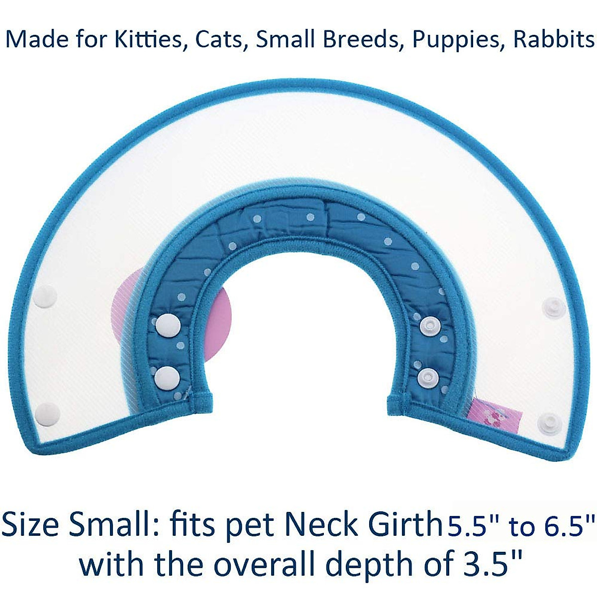 Pet Plastic Clear Cone Recovery E-Collar with Dots Design Soft Edge for Small Dogs & Cats (Small, Blue)