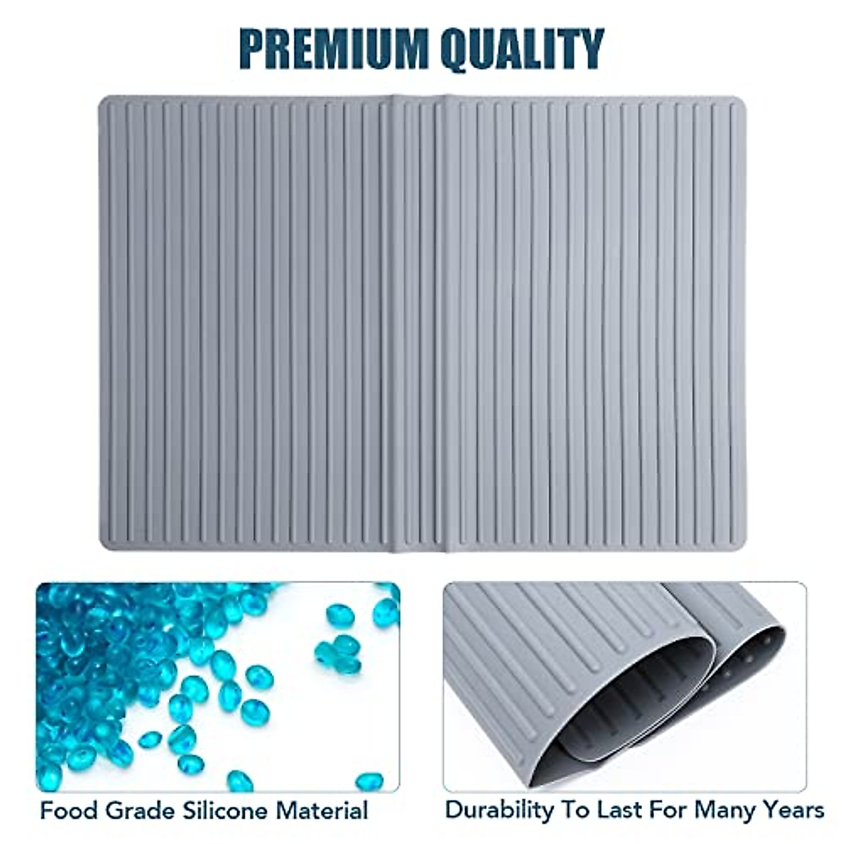 Silicone Sink Saddle - LONGER and BIGGER 17.75" x 12" - Glassware and Sink Protector Mat for Kitchen, Pots, Pans and Dishes