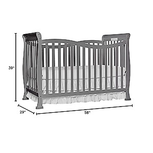 Dream On Me Violet 7-in-1 Convertible Life Style Crib in Steel Grey, Greenguard Gold Certified, 4 Mattress Height Settings, Made of Sustainable New Zealand Pinewood