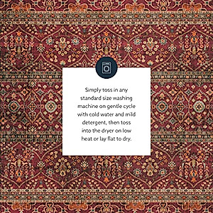 Linon Home Decor Products The Anywhere Washable Rug Yarit Garnet & Ivory 3' X 5' Accent Rug