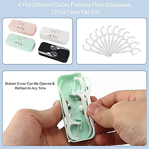 4Pcs Portable Floss Dispenser Holder Travel Dental Floss Case, Automatic Floss Picks Case Organizer Premium Refillable Floss Pick Container for Women Men Teeth Cleaning