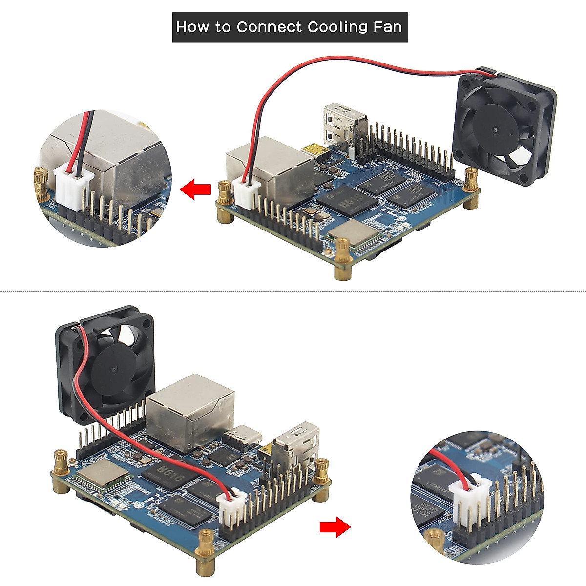eleUniverse Orange Pi Zero 2 Case N500, Metal Case with 5V 3010 Cooling Fan and 4pcs Aluminum Heatsinks & Antenna