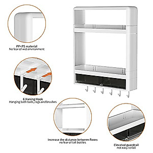 2-Tier Bathroom Space Saver,Over The Toilet Storage for Bath Essentials, Restroom Organization and Storage Shelf Over Washer and Dryer,No Drill,White