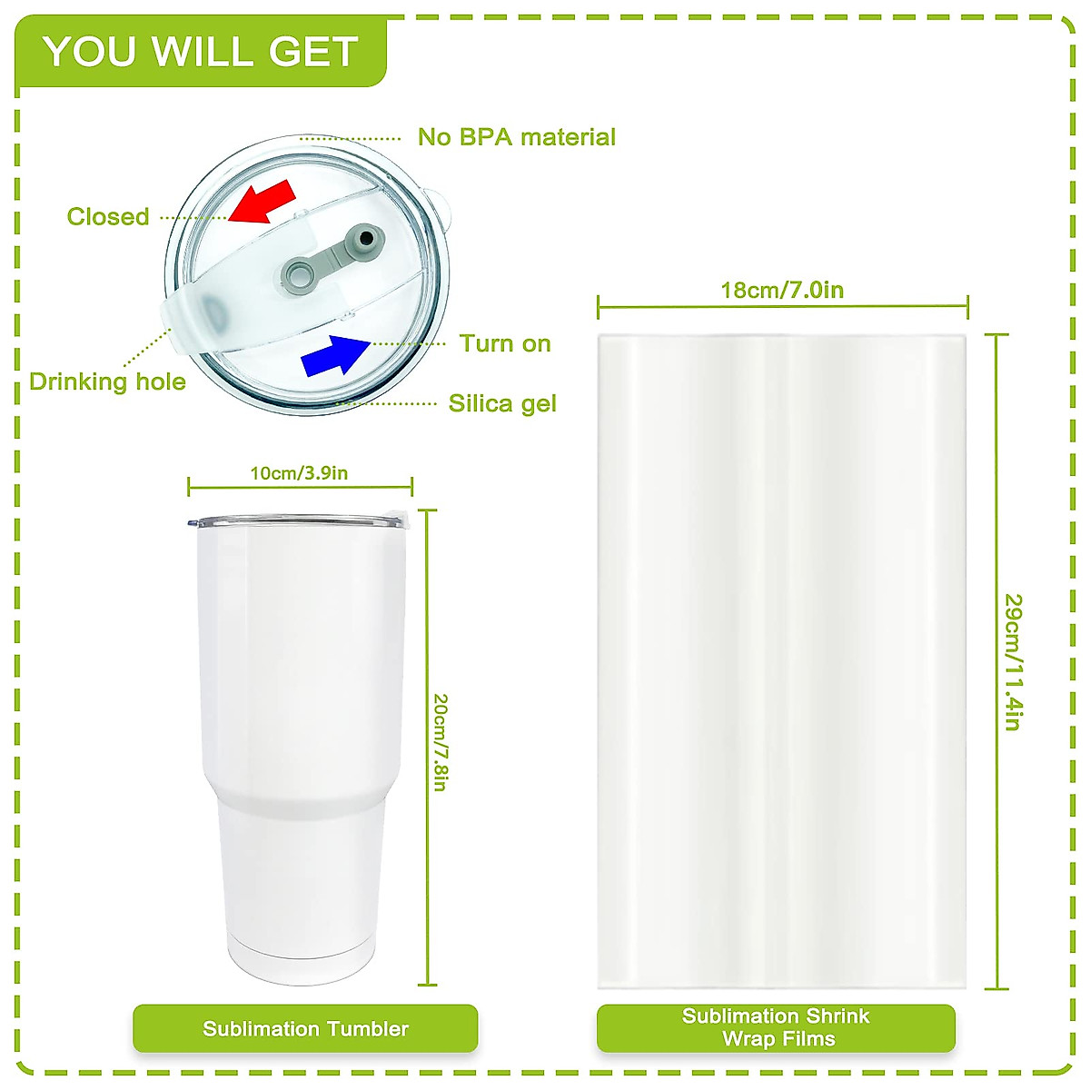 AiHeart 30oz Sublimation Stainless Steel Coffee Tumblers,4pack Sublimation Stainless Steel Blanks Bulk,Double Wall Vacuum Insulated Travel Mug with Shrink Wrap Films,For Car Cup Racks