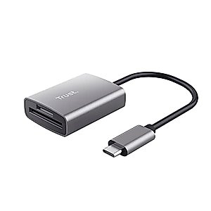 Trust Dalyx Fast USB Cardreader, Fast USB 3.2 Gen 1 with USB-C Connector, 104 MB/s with Compatible UHS-I Cards, (Micro) SD, SDHC and SDXC up to 2 TB, MacBook, PC, Laptop, Chromebook
