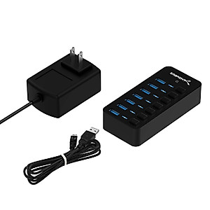 7 Port USB 3.0 Hub with Individual Power Switches and LEDs Includes 36W 12V/3A Power Adapter+USB 3.0 to SSD / 2.5 Inch SATA I/II/III Hard Drive Adapter