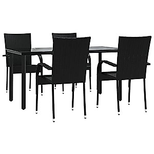 Camerina 5 Piece Patio Dining Set Patio Table and Chairs Set Outdoor Patio Dining Set Outdoor Patio Furniture Patio Set Black Poly Rattan 3156656