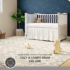 Tadpoles Dust Ruffle Crib Skirt | 28" x 52" with a 14" Drop | Made of 100% Softly Brushed Microfiber Polyester | Easy to Care for | Soft, Smooth, Breathable & Durable | Ideal for Babies | White