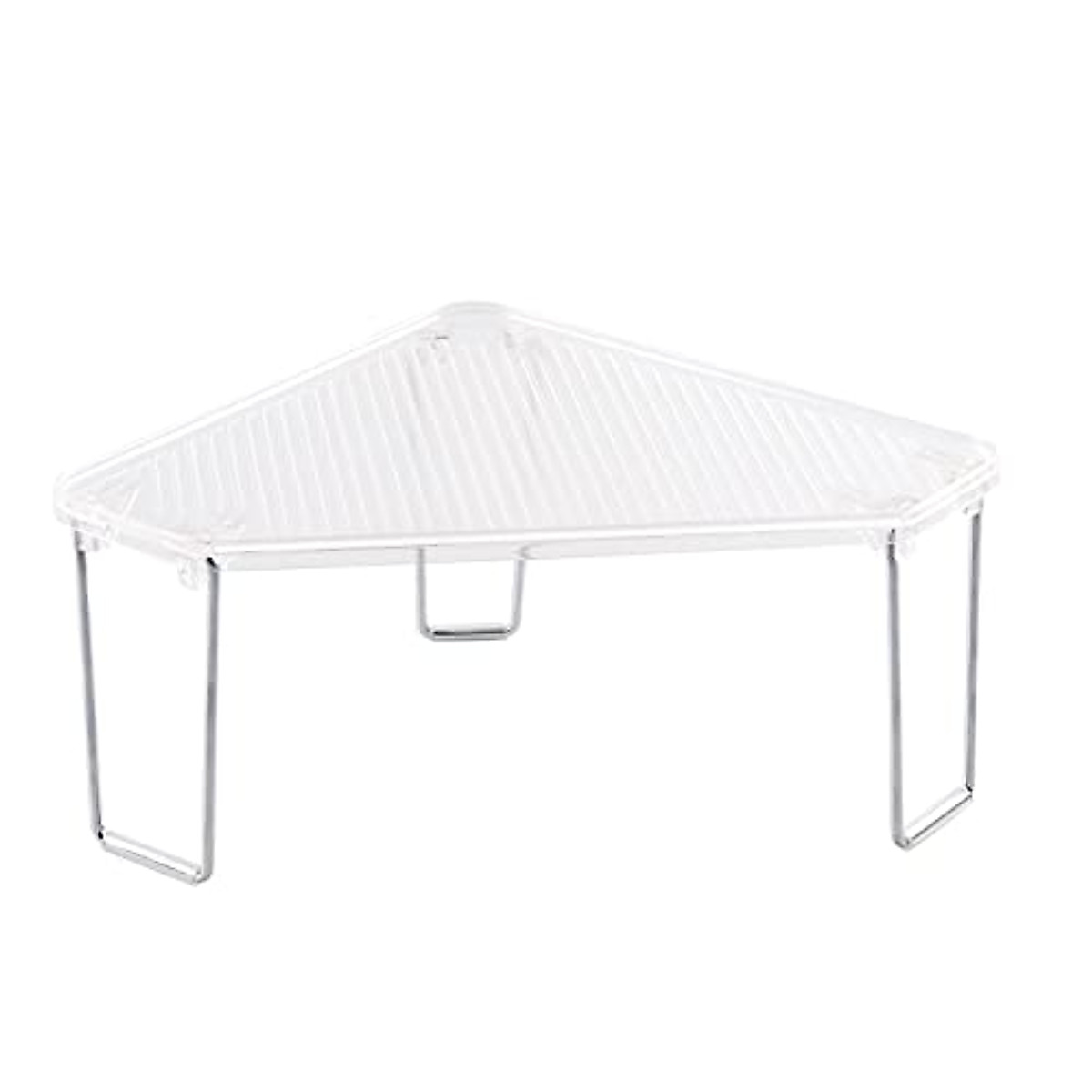 mDesign Plastic/Steel Corner Stackable Rack, Storage Organizer Shelf for Bathroom, Vanity, Countertop, Sink, Cabinet, Holds Makeup, Shower Accessories, Ligne Collection - 4 Pack - Clear