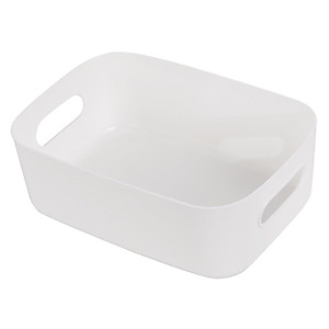 Makeup Storage Container Smooth Surface Handle Design Solid Color Versatile Plastic Storage Bin for Bedroom Desktop Storage Bin Storage