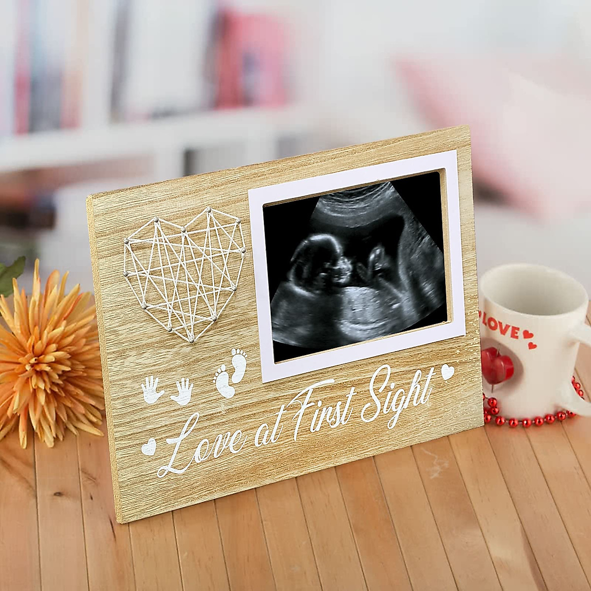 YIXIN New Mom Gift Baby Ultrasound Souvenir Photo Frame Pregnancy Gift Pregnancy Announcement Creative Baby Nursery Decoration Valentine's Day Mother's Day Father's Day Gift (4" x 6" Ultrasound Photo)