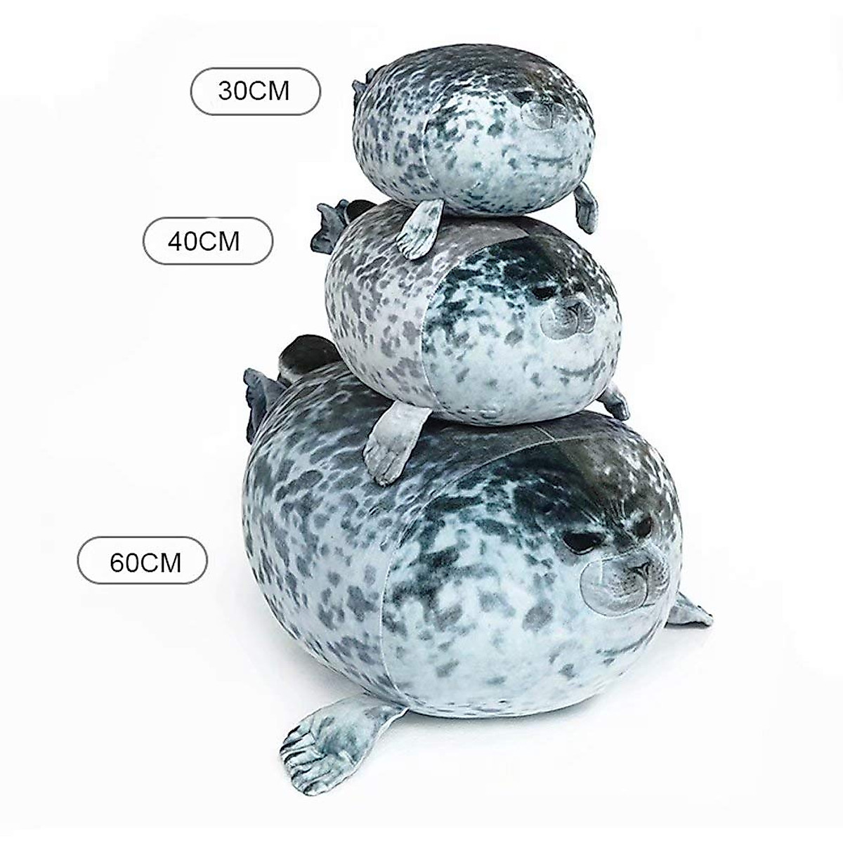 Baboies Plush Seal Pillow, Chubby Blob Seal Pillow Cute Seal Plush Toy Cotton Stuffed Animals (Grey Seals, Small)