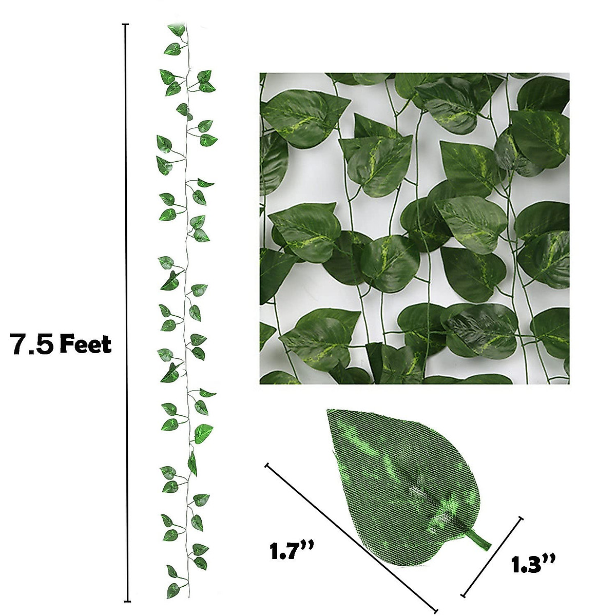 ZYIGYI 360 Feet 48 Pack Fake Greenery Hanging Garland, Ivy Leaf Plants, Vine Leaves, Fake Flowers Foliage for Bedroom Garden Wall Decor