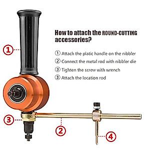 Dicfeos Double Head Sheet Metal Cutter, Versatile Nibbler Drill Attachment for Straight Curve and Circle Cutting, Maximum 14 Gauge Steel, Perfect for Home DIY and Car Repair