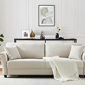 ELYKEN 5.9" Narrow Console Sofa Table with Power Outlets, 5.9" Dx63 Wx31.5 H Long Skinny Behind Couch Table with “X” Cross Metal Frame and Charge Station with 6.5’ Extension Cord, Black