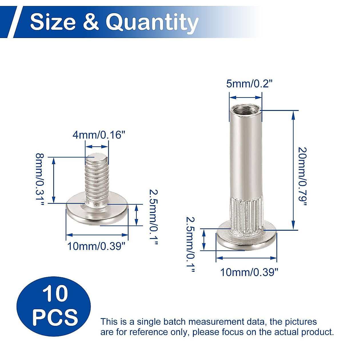 MroMax M5 Binding Screw, M5 x 20mm Nickel Plated Carbon Steel Cross Head Chicago Screw Binding Post Screw Kit for DIY Leather Decoration and Scrapbook and Photo Albums Bookbinding 10Pcs