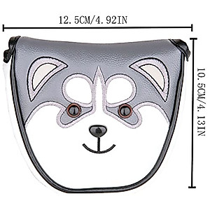 SEACLOUD Golf Driver Head Cover Lovely Husky Cartoon Animal PU Leather Mallet Headcover Dustproof Covers