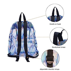 ACUARIO Clear Backpack, Mesh Backpack for Men Women, Lightweight Transparent Backpack