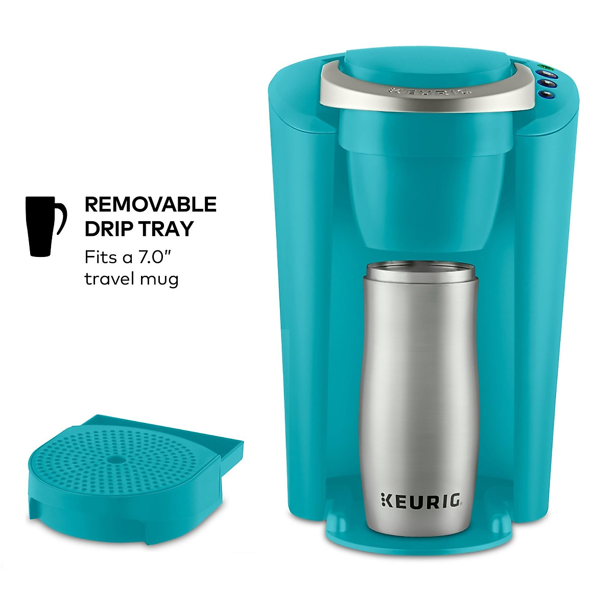 Keurig K-Compact Single-Serve K-Cup Pod Coffee Maker, with 3 Brew Sizes, Smart Start Feature, 36oz Removable Reservoir, Turquoise
