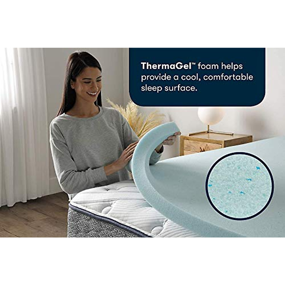 Serta ThermaGel Memory Foam Mattress Topper, King, Blue