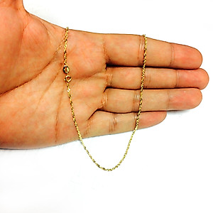 Jewelry Affairs 14k Yellow Real Gold Singapore Chain Necklace, 1.5mm, 18"