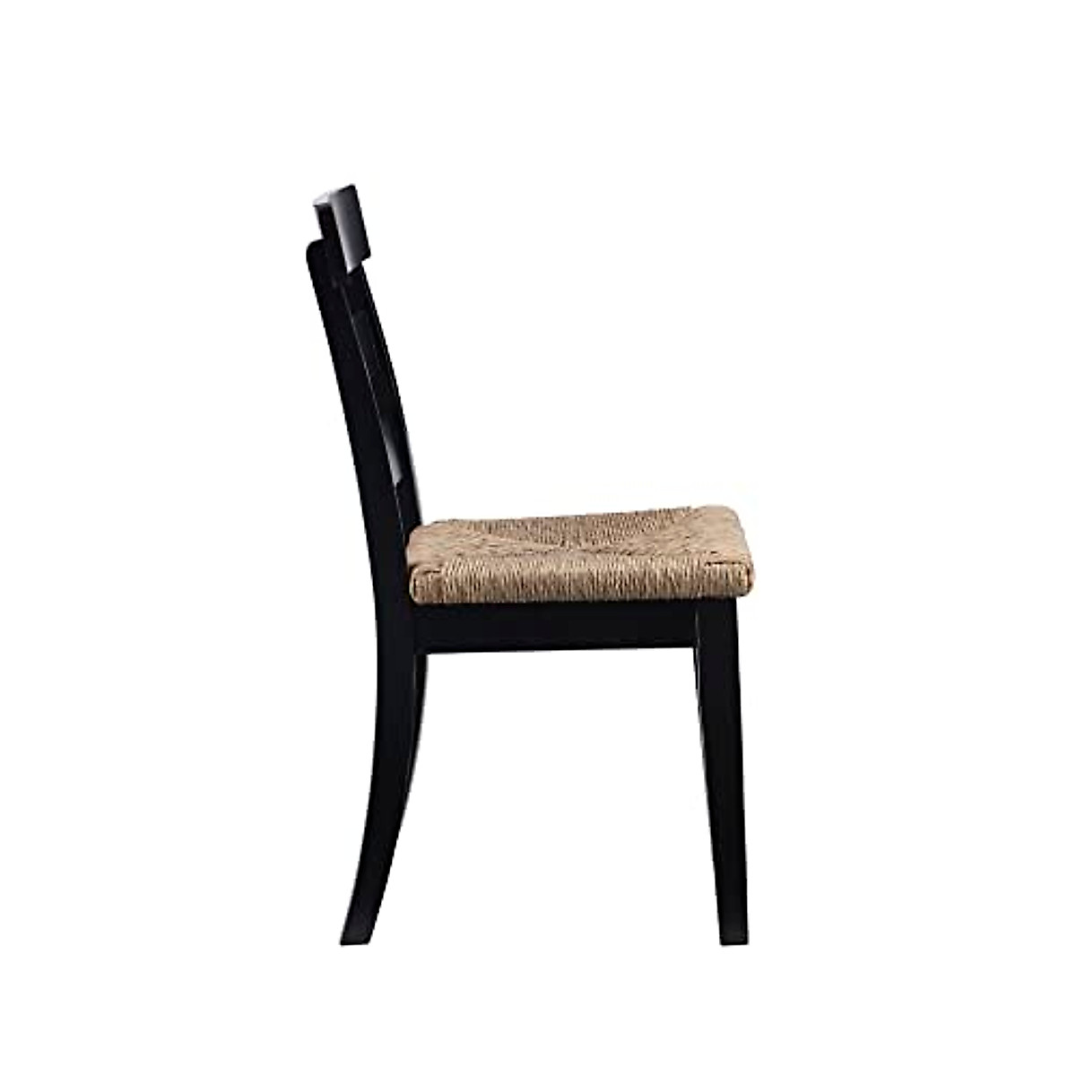 Linon Black Wood Woven Rush Seat, Minelli Dining Chair, Set of 2