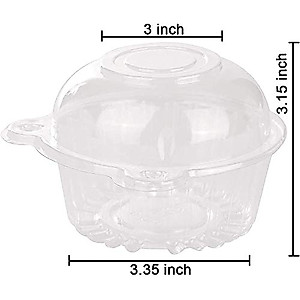 100PCS Clear Plastic Individual Cupcake Containers Boxes, Disposable Stackable Cupcake Holder, Salad Favor Cake Holder Muffin Case Cups Pod for Halloween, Christmas and New Year Party (Pack of 100)